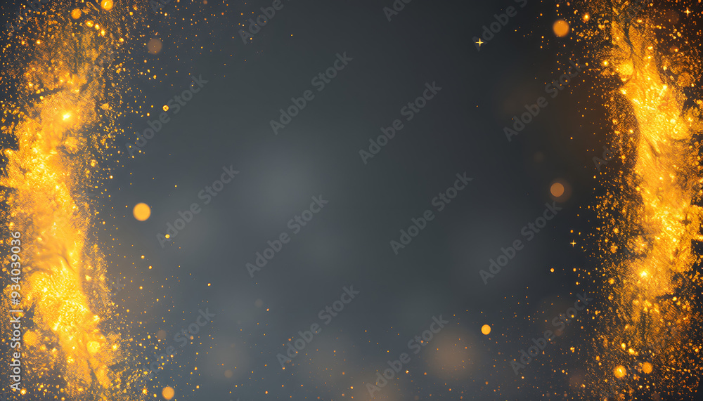 Golden powder dust luxury border frame. Magic shining gold dust ...