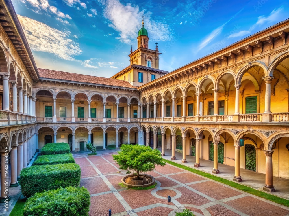 Historic university building with cloistered courtyard stands proudly ...