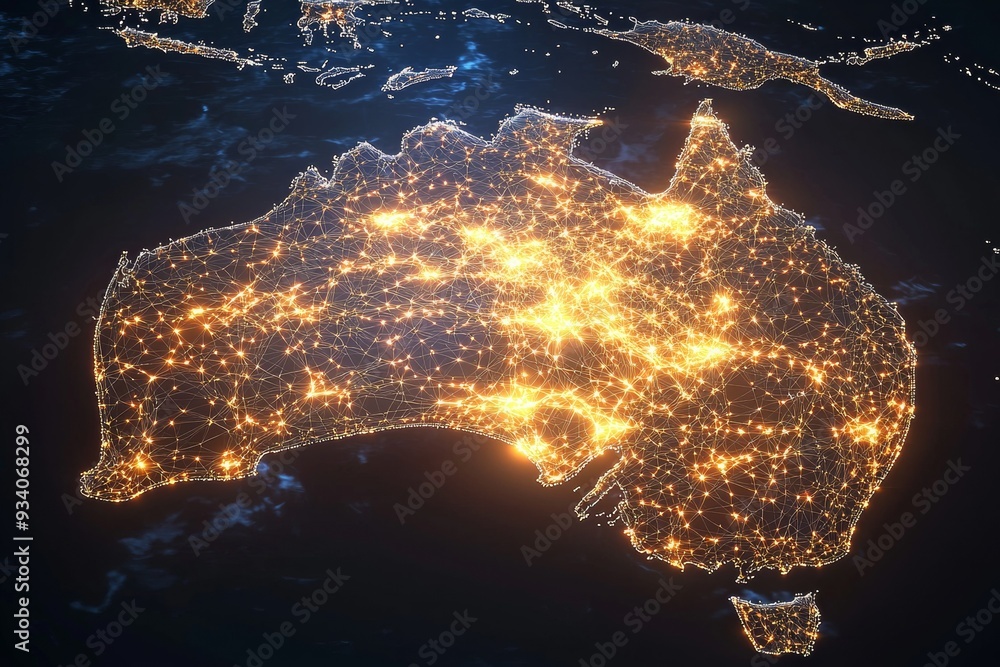 Digital map of australia network connectivity created with generative ...