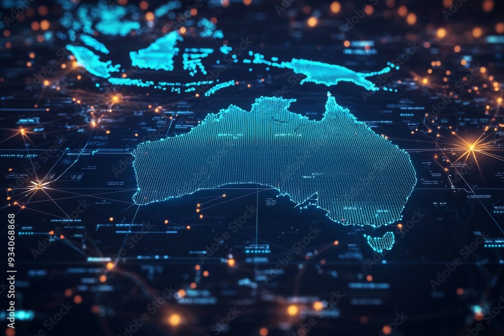 Digital map of australia network connectivity created with generative ...