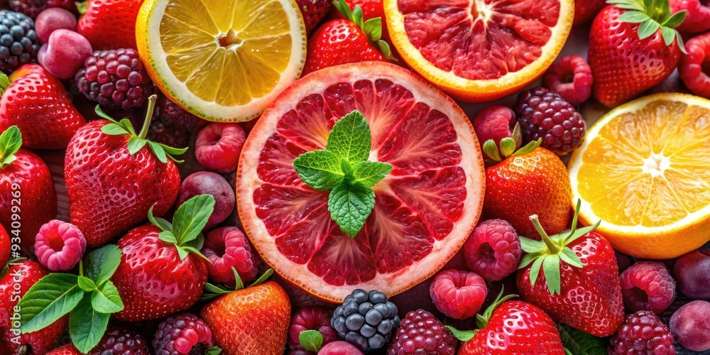 Juicy red fruit slices overflow with nutrient-rich goodness, showcasing ...