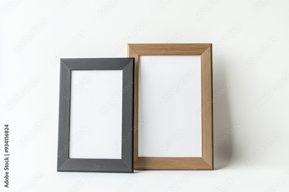 Blank Wooden Picture Frames on White Background - Two empty picture ...