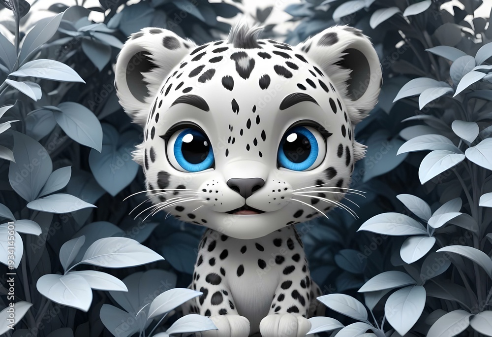 Cute toon colorful Leopard character smiling happy on neutrale ...