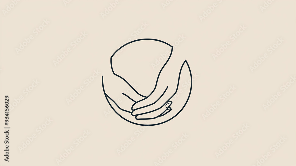 minimalist logo of two interlocking hands forming a circle, symbolizing ...