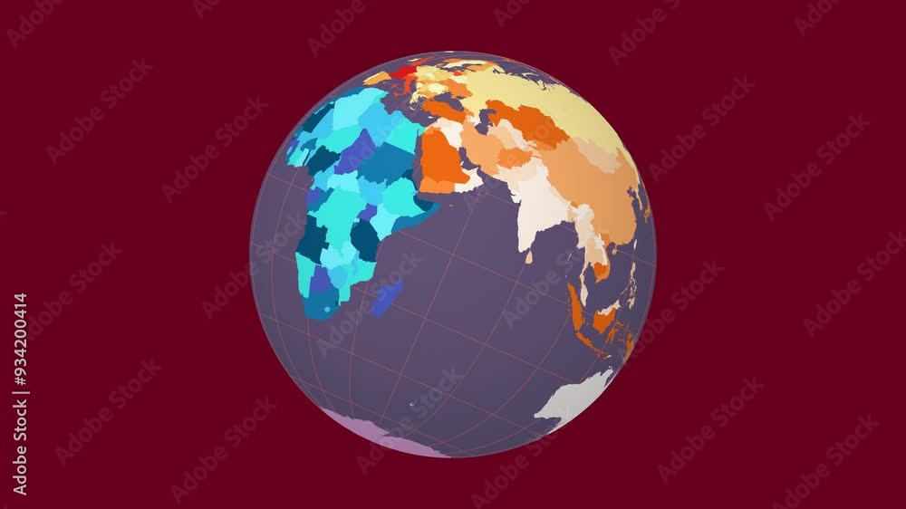 Rotating globe. Tilted sphere view. Moderate speed globe rotation ...