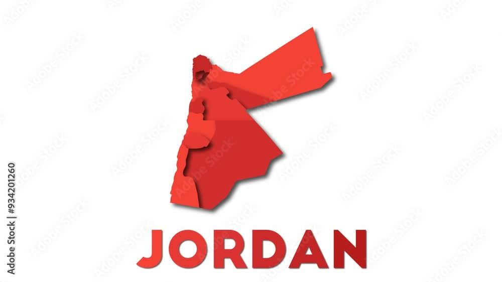 Jordan map showing regions. Animated country map with title. 4K ...