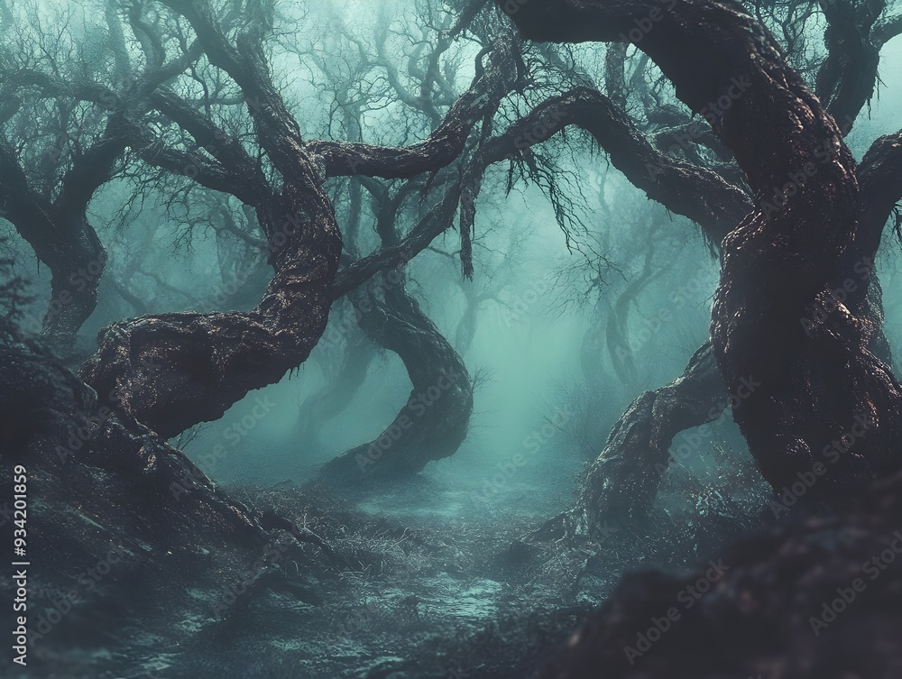 Haunted and Twisted Forest with Sentient Gnarled Trees Reaching Out in ...