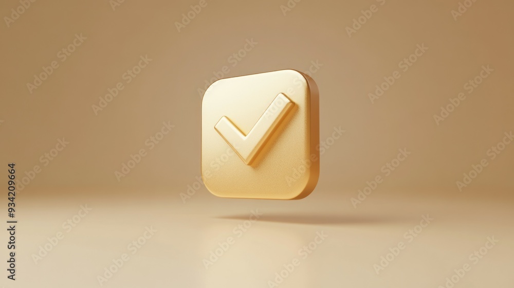 3d check or checklist icon on gold color and blue background Stock ...