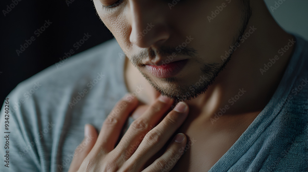 un hombre con dolor con sintomas de algo mal o grave problemas de salud ...