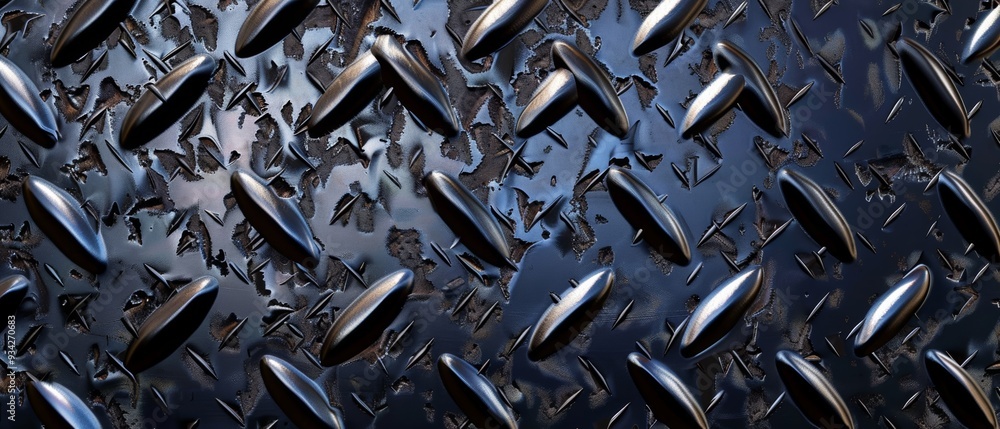 sharp AI-generated image of a close-up seamless black metal texture ...