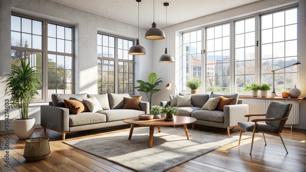 Sleek and modern Scandinavian-inspired living room with sparse decor ...