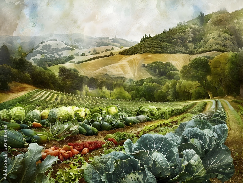 Lush Farmland Oasis with Diverse Biodynamic Produce and Precision ...