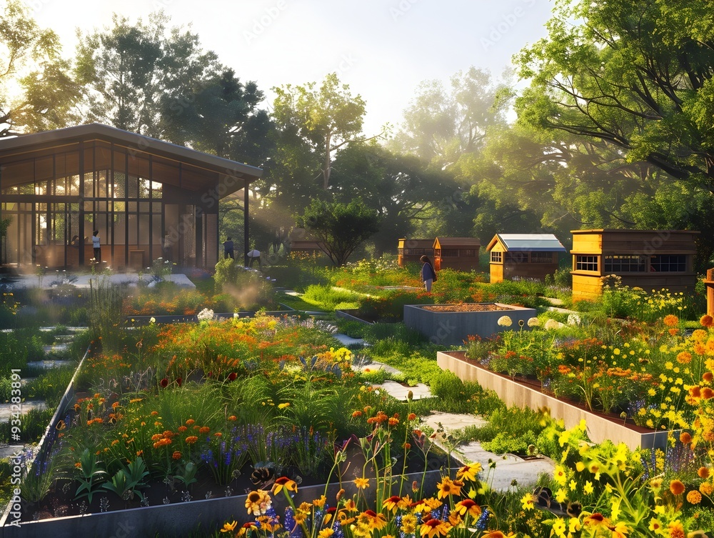 Verdant Permaculture Garden with Rainwater Harvesting and Biodynamic ...