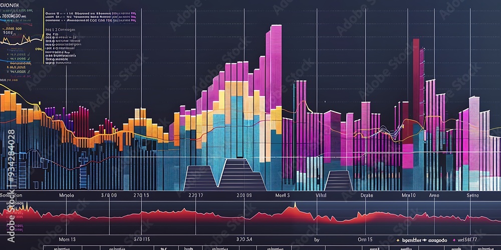 Comparative bar graph of stock market sectors, showcasing growth in ...
