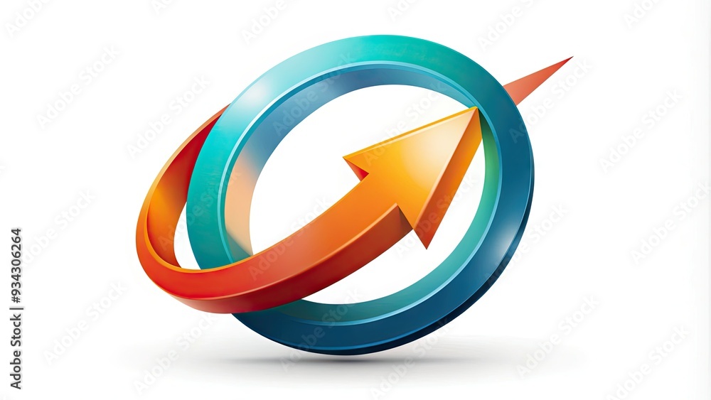 Stylized curled arrow icon in bold modern design, sweeping upward in a ...