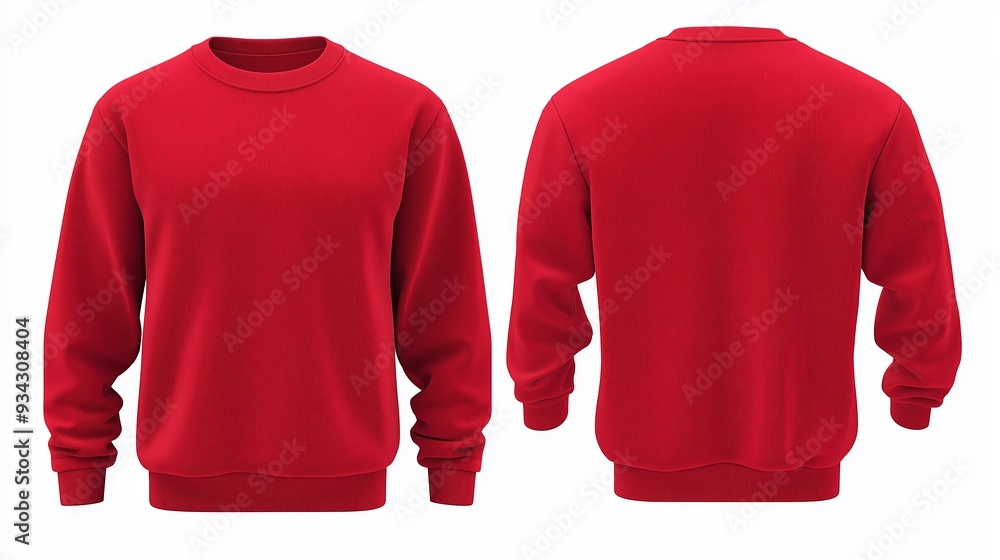 Red mockup sweatshirt front and back view, ideal for fashion displays ...