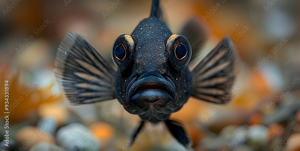 Amazon Black Ghost Knifefish face, showcasing its body texture and fins ...