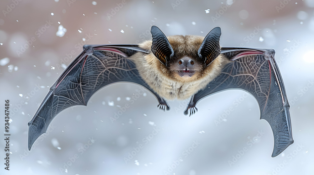 Amazon Brazilian Bat flying through the night sky, its wings and body ...