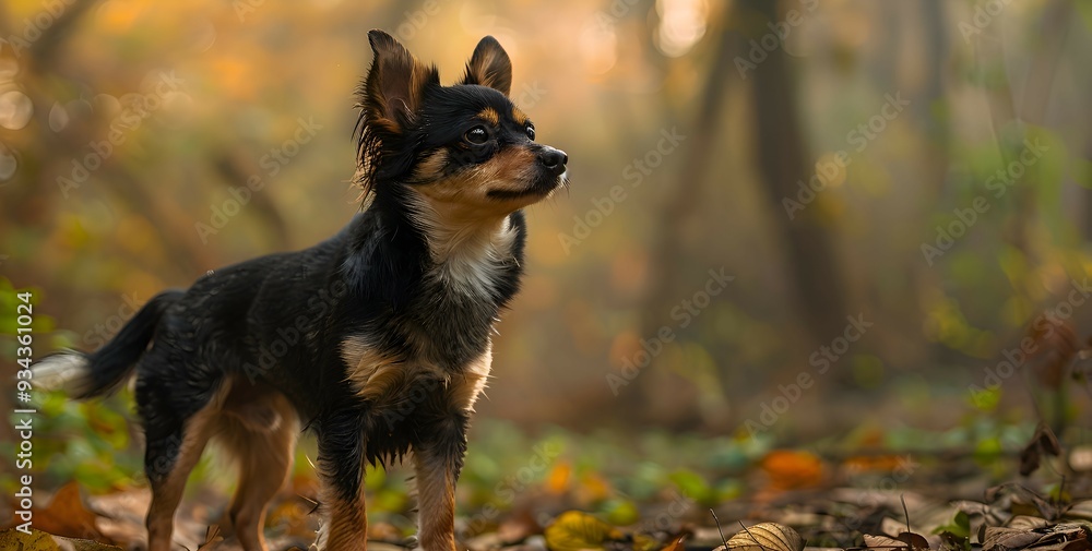 Amazon Bush Dog standing alert in the forest, its compact body and ...