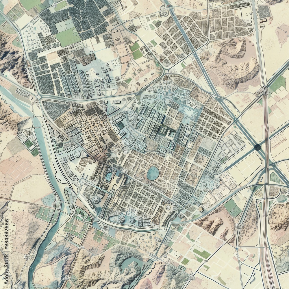 Detailed urban vector map of Jazan, Saudi Arabia, highlighting its ...