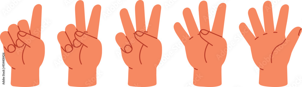 Counting with fingers. Hand gesturing, arm showing one, two, three ...