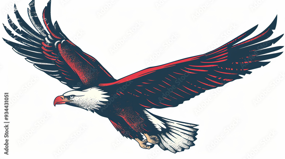 Bald eagle flying, cartoon bird of prey. Flight and soaring of sea ...