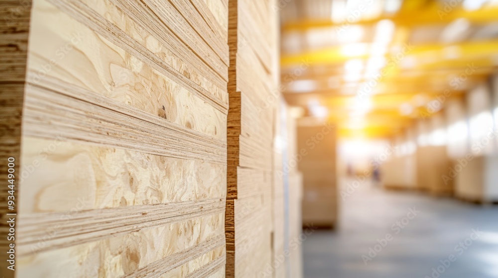 OSB sheet stack. Lumber, construction, and focused attention Stock ...