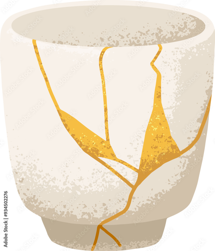 Chinese ceramic pot repaired with Kintsugi technique. Asian pottery art ...