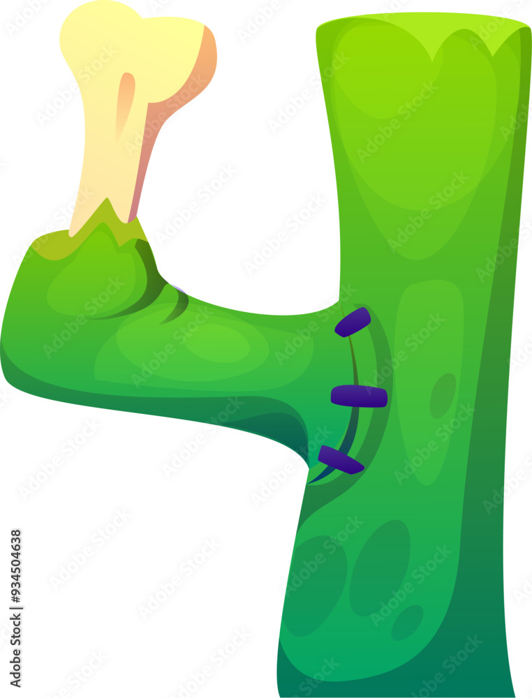 Number four Halloween font, cartoon evil type, funny scary typeface ...