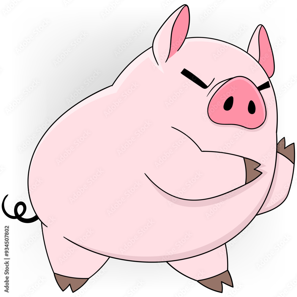 fat pig with a fierce face showing an angry expression Stock Vector ...