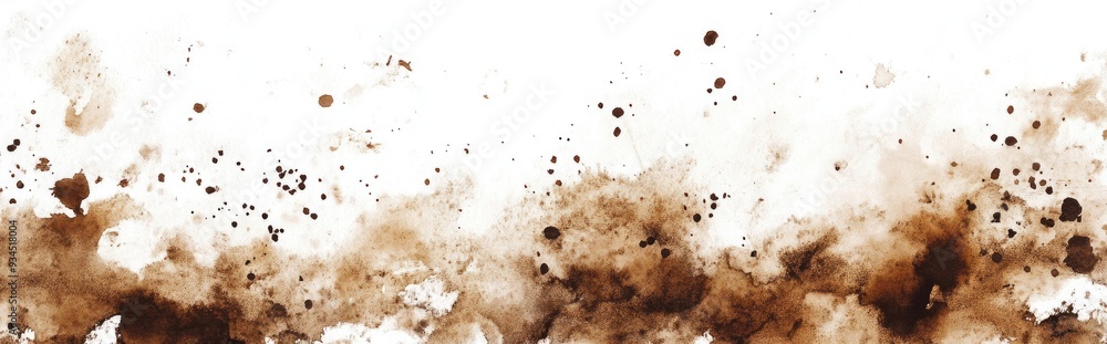 Watercolor illustration featuring an abstract brown coffee grunge ...