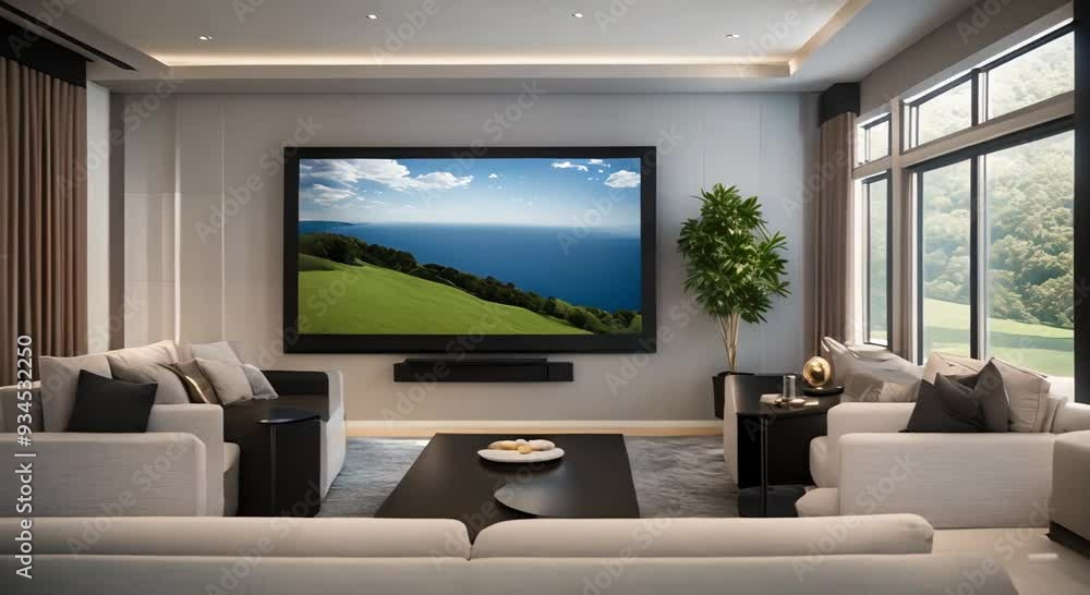 A before and after photo of a home theater with advanced technology ...