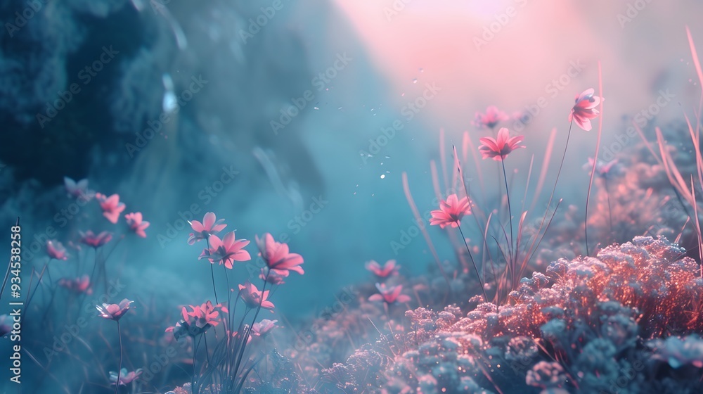 Cinematic background of a dreamlike landscape with minimal inputs and a ...