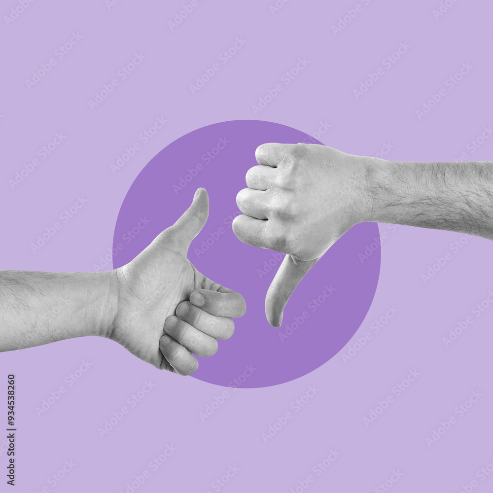 Thumb up and thumb down, hand, down, up, finger, approval, denial, for ...