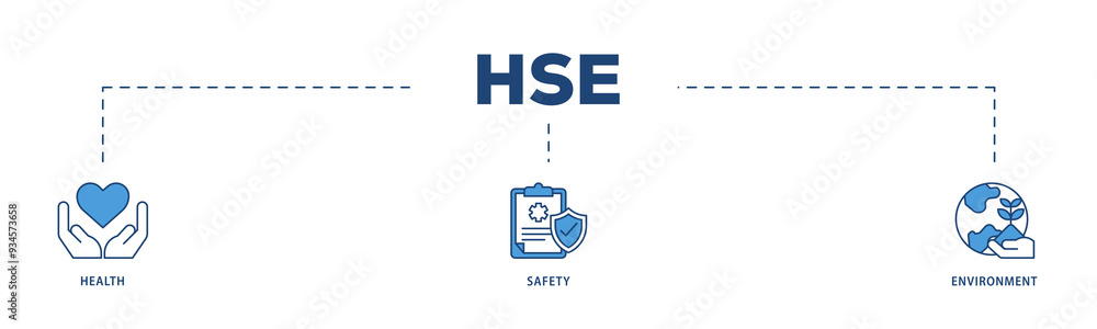HSE icons process structure web banner illustration of Health Safety ...