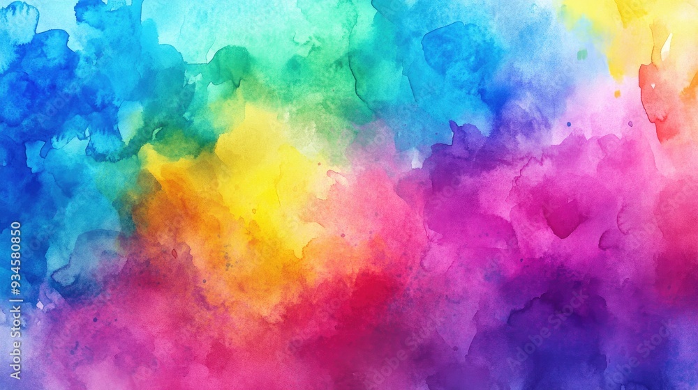Watercolor illustration featuring an acrylic background with vibrant ...