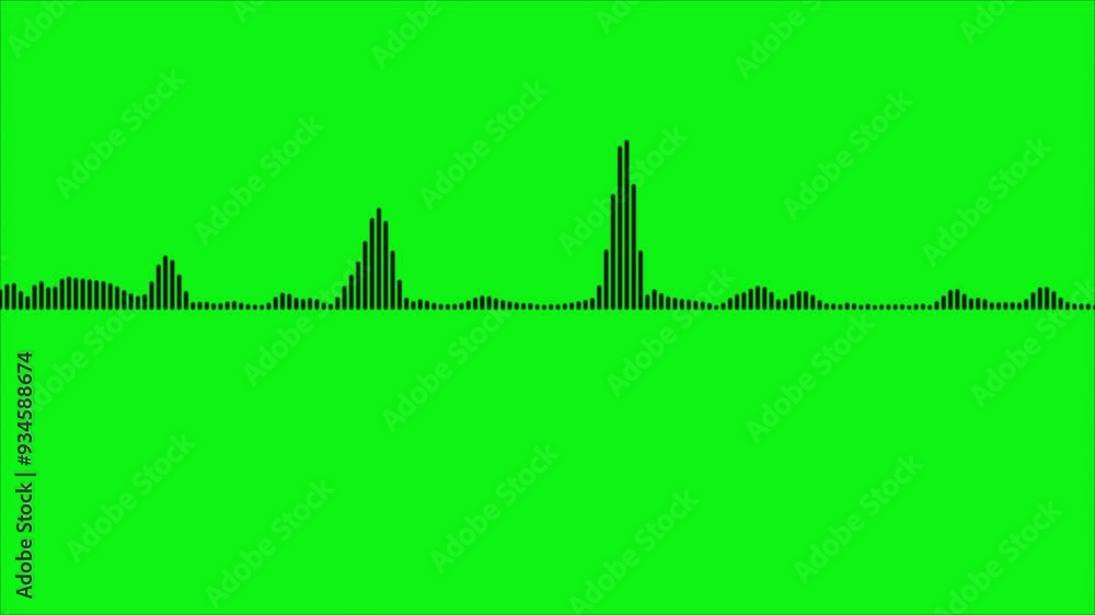 Audio spectrum green screen, Sound wave animation with black bars ...