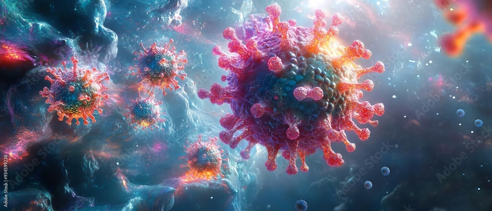 Virus particle with an armored shell, representing resistance and ...