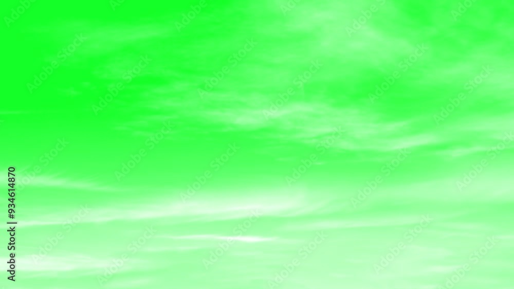 Animated Clouds Moving Fast on Green Screen, white cumulus clouds ...