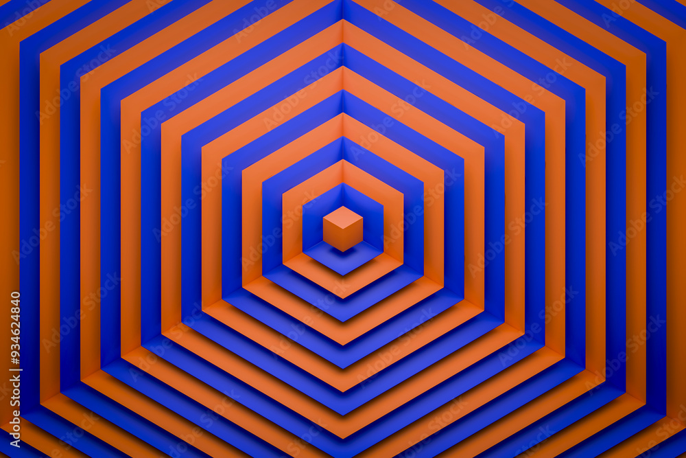 Hyper- realistic three-dimensional perspective optical art cube with ...
