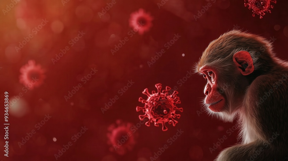 Sad MPOX monkey with monkeypox virus cells. Mpox outbreak pandemic ... Sad MPOX monkey with monkeypox virus cells. Mpox outbreak pandemic ...