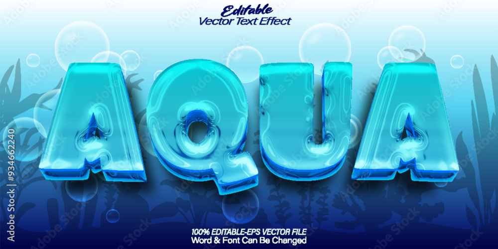 Aqua Vector Text Effect Editable Alphabet Blue Aquatic Ocean Sea Marine ...