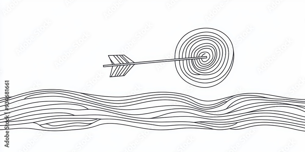 Line target continuous goal arrow success archery one illustration ...