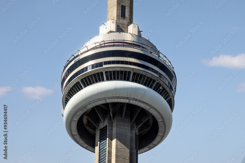 Toronto Canada, August 22, 2024; Looking up at the restaurant and ...