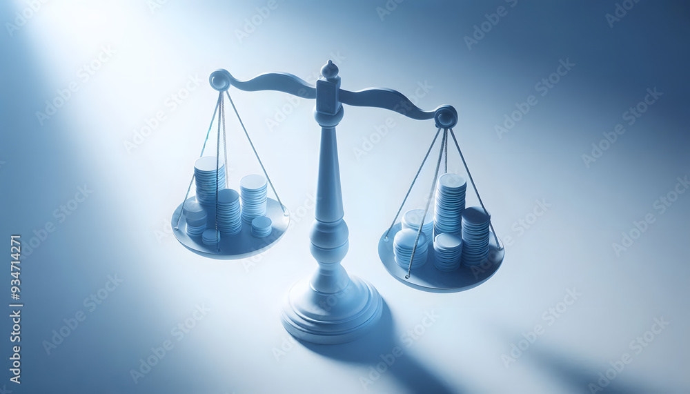 A balance scale is shown weighing different economic policies. The ...