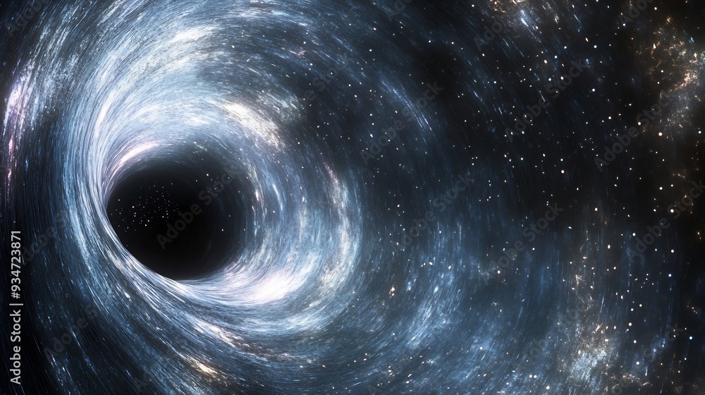 Cosmic void around a black hole visualized as a 3D expanse of darkness ...