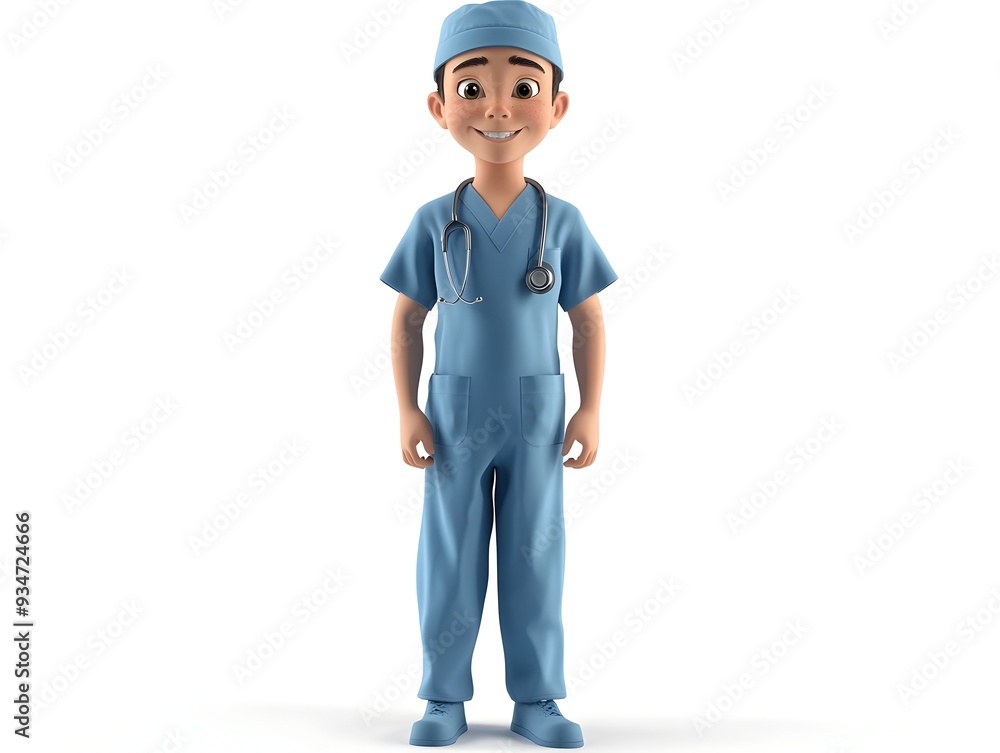 3D animated rendering of a full body boy wearing a surgeon s uniform ...