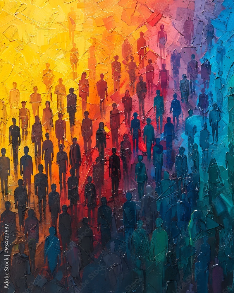 Diversity Spectrum abstract image where diverse human figure arranged ...