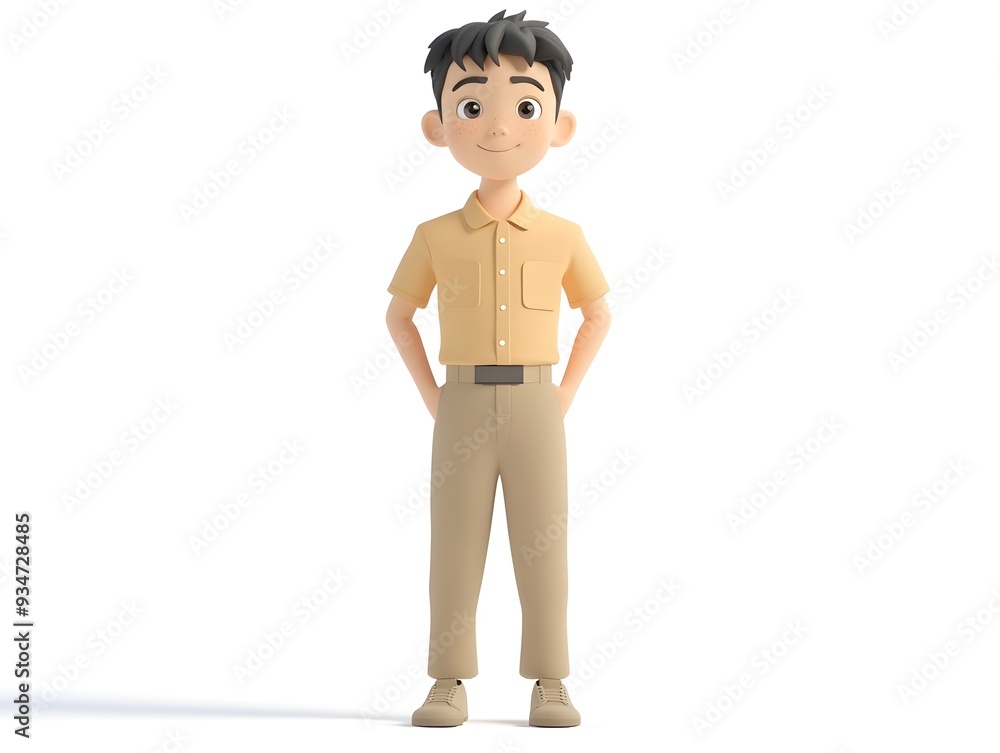 Full body 3D animation of a young boy wearing a television producer s ...