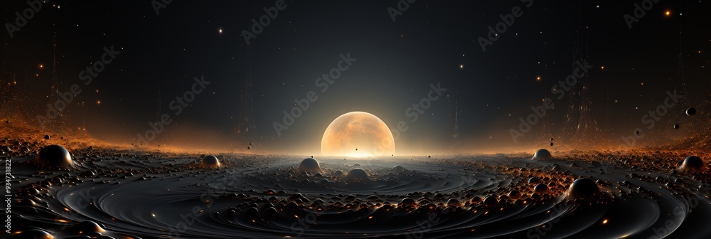 Gravitational pull of a black hole shown as a 3D spiral vortex with 2D ...